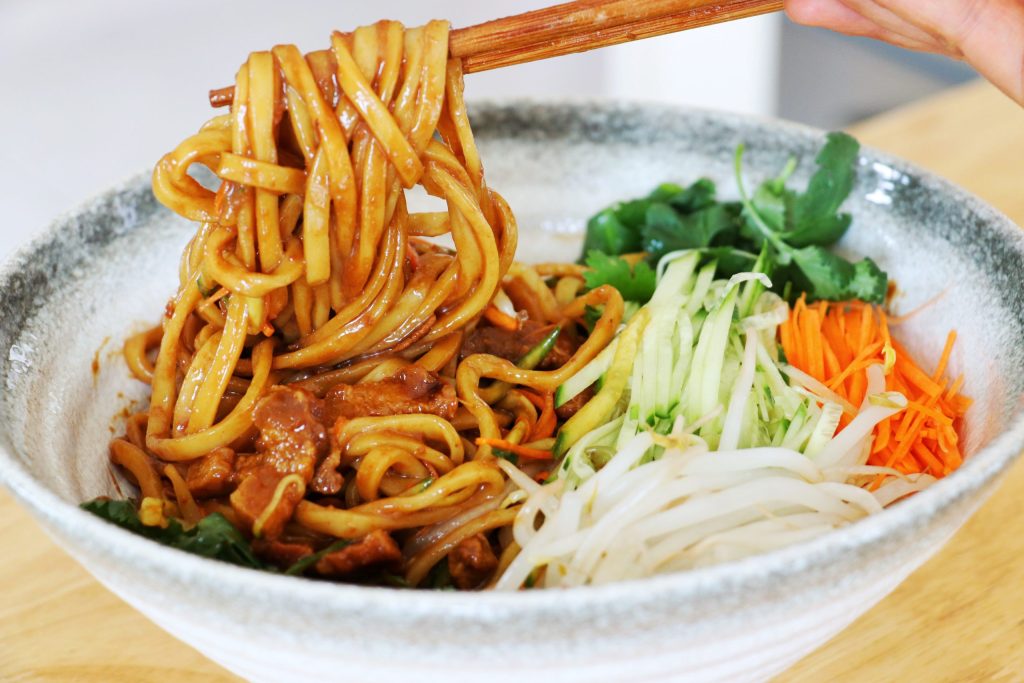 CiCi Li - Noodles with Soybean Paste & Pork Belly Recipe (Zha Jiang Mian)